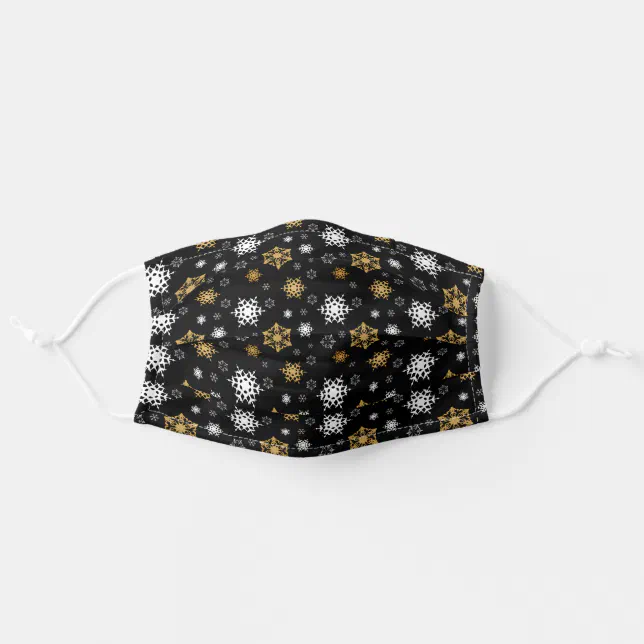 Golden and White Beautiful Elegant Snowflakes Adult Cloth Face Mask ...