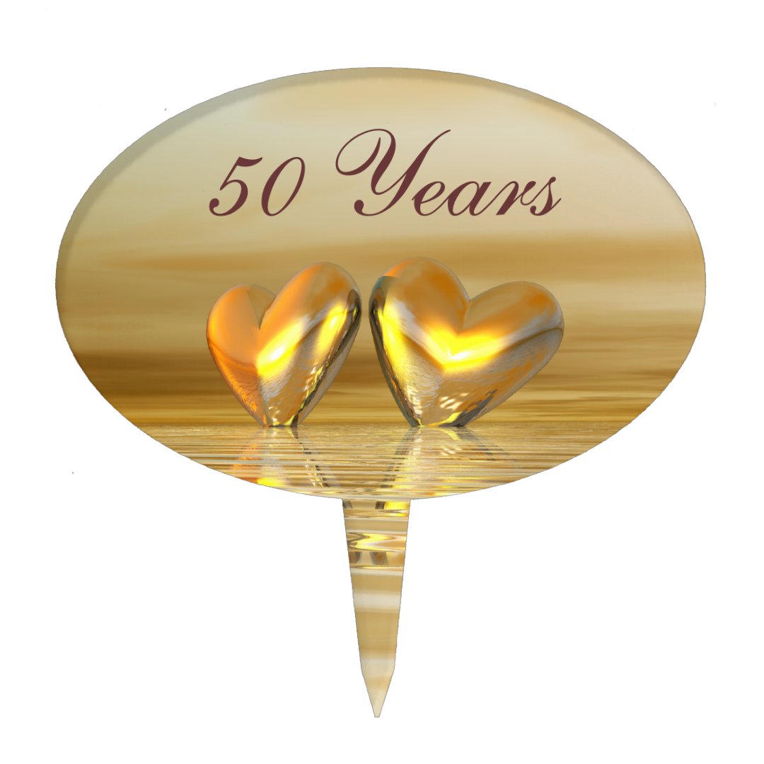 Golden Anniversary Hearts Cake Topper | Zazzle
