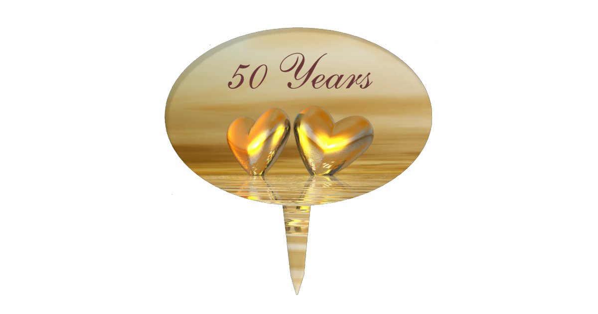 Golden Anniversary Hearts Cake Topper | Zazzle