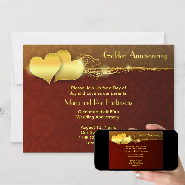 golden anniversary invitation | Zazzle