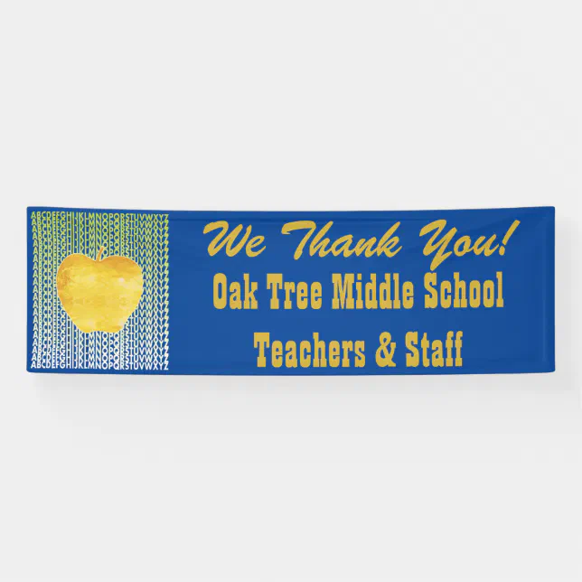Golden Apple School Teacher Banner | Zazzle