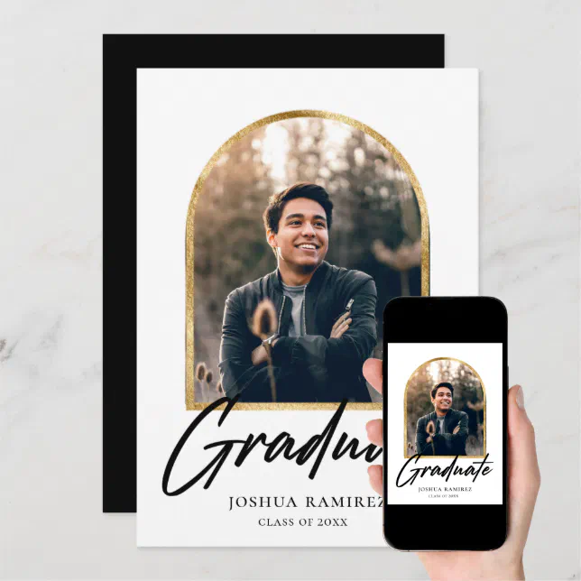 Golden Arch Photo Frame Graduation Announcement | Zazzle