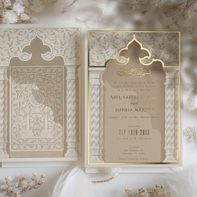 Golden Architectural Elegance Wedding Invitation Foil Invitation | Zazzle