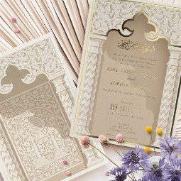 Golden Architectural Elegance Wedding Invitation Foil Invitation | Zazzle