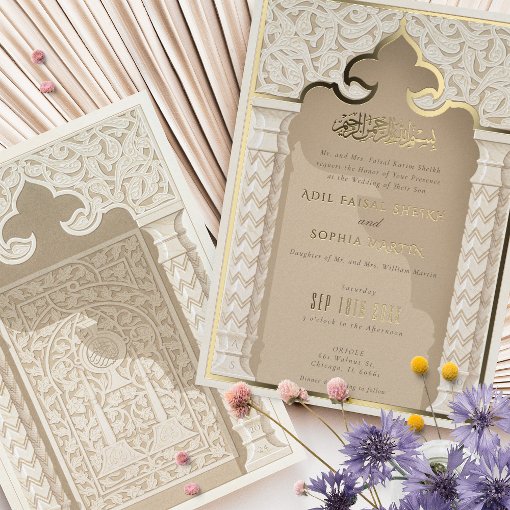 Golden Architectural Elegance Wedding Invitation Foil Invitation | Zazzle