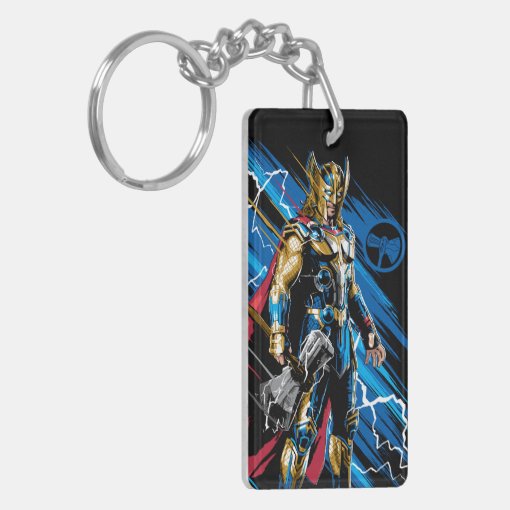Golden Armor Thor Electric Character Graphic Keychain | Zazzle