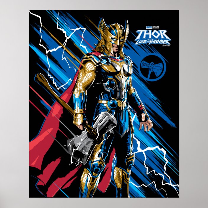 Golden Armor Thor Electric Character Graphic Poster | Zazzle.com