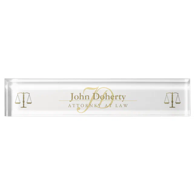 Golden ATTORNEY AT LAW | Initials Desk Name Plate | Zazzle