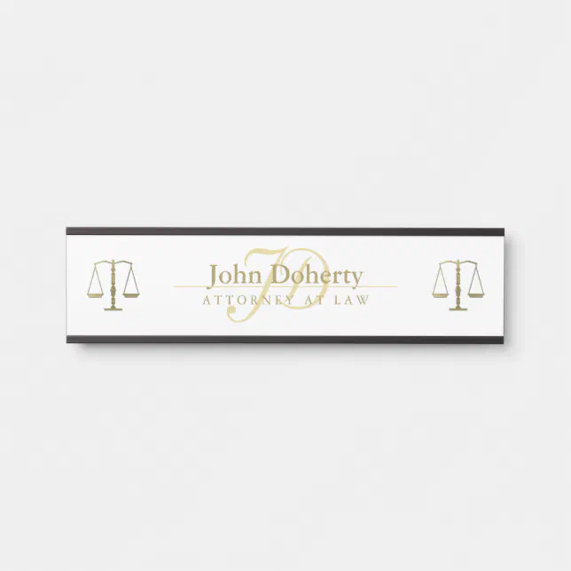 Golden ATTORNEY AT LAW | Initials Door Sign | Zazzle