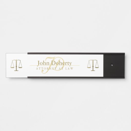 Golden ATTORNEY AT LAW | Initials Door Sign | Zazzle