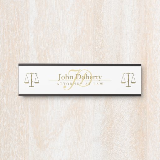 Golden ATTORNEY AT LAW | Initials Door Sign | Zazzle
