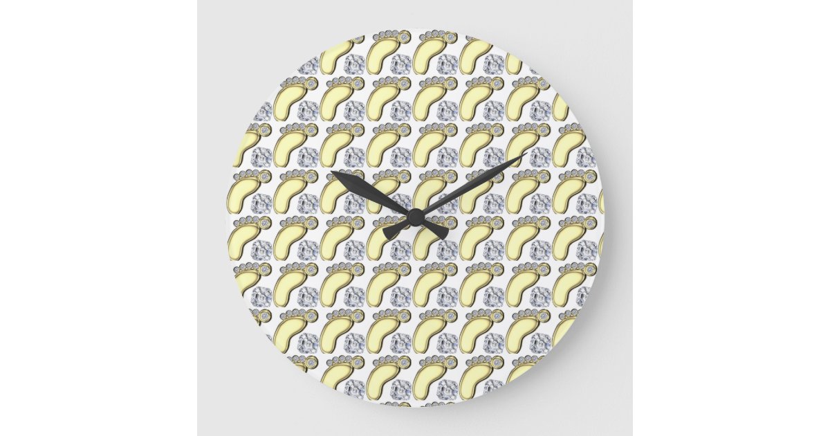 Golden Baby Foot Large Clock | Zazzle