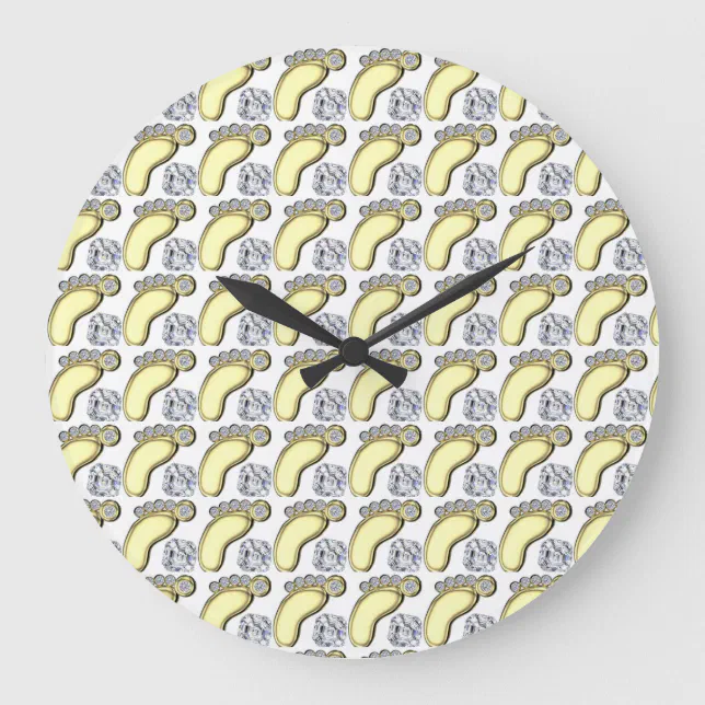 Golden Baby Foot Large Clock | Zazzle