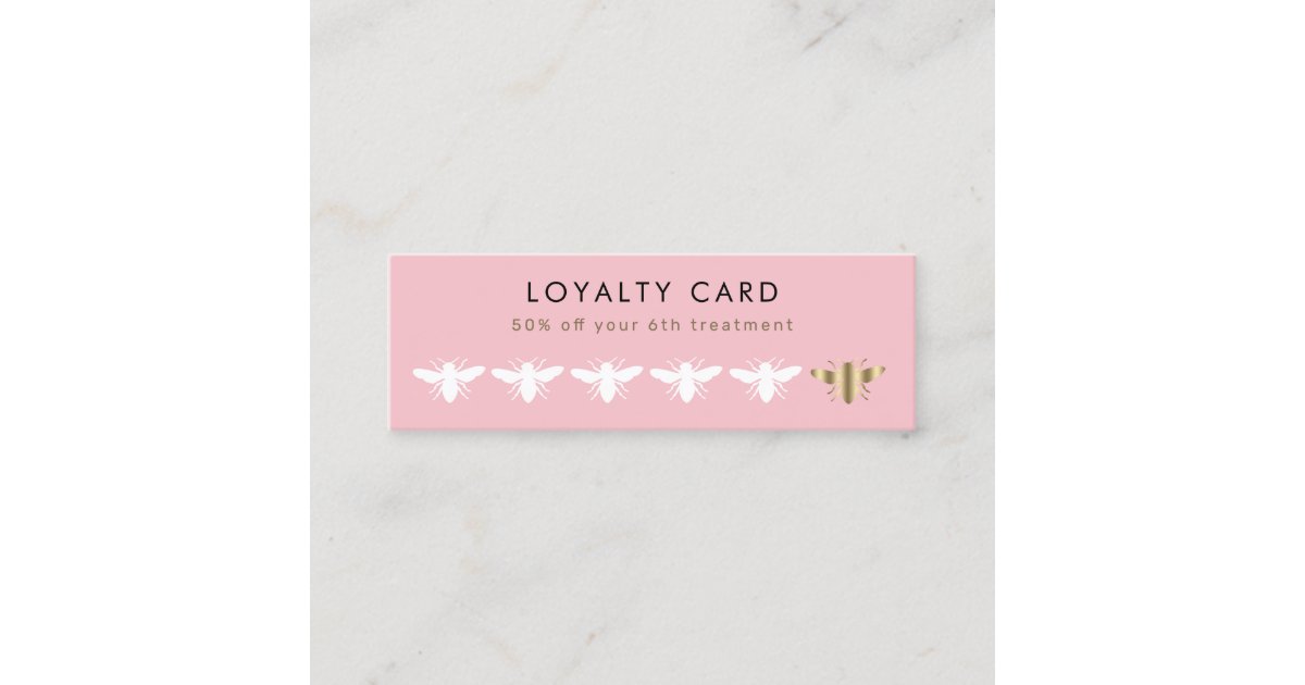 golden bee pink loyalty card | Zazzle