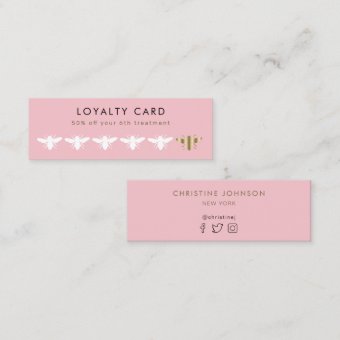 golden bee pink loyalty card | Zazzle