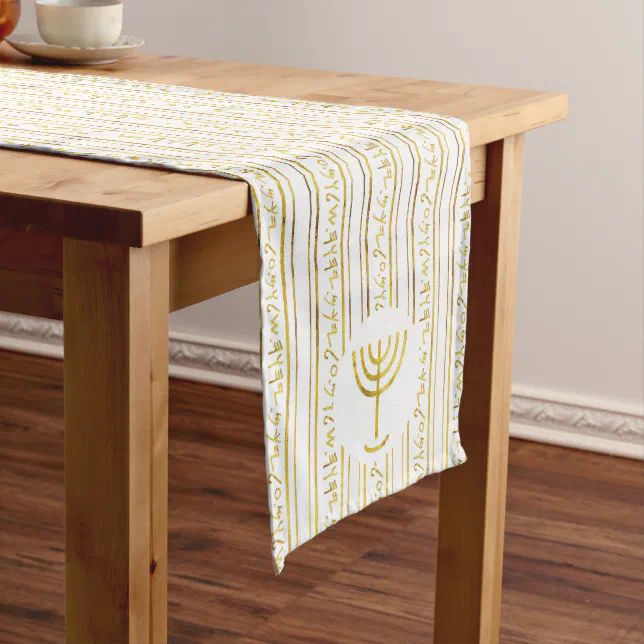 Golden Bible Quote Paleo Hebrew Saying Long Table Runner | Zazzle