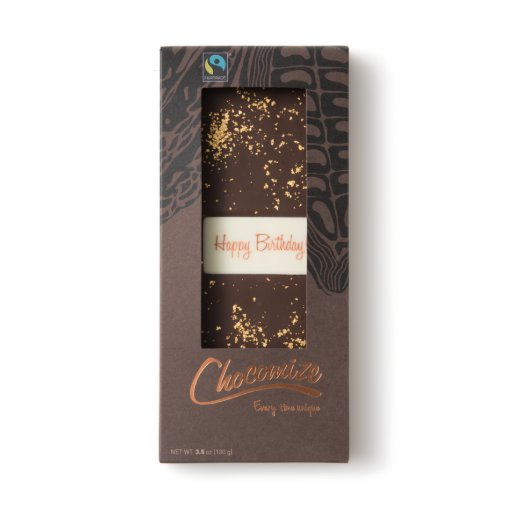Golden Birthday Chocomize Dark Chocolate Bar | Zazzle