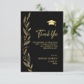 Golden Black Modern Graduation Thank You Card | Zazzle
