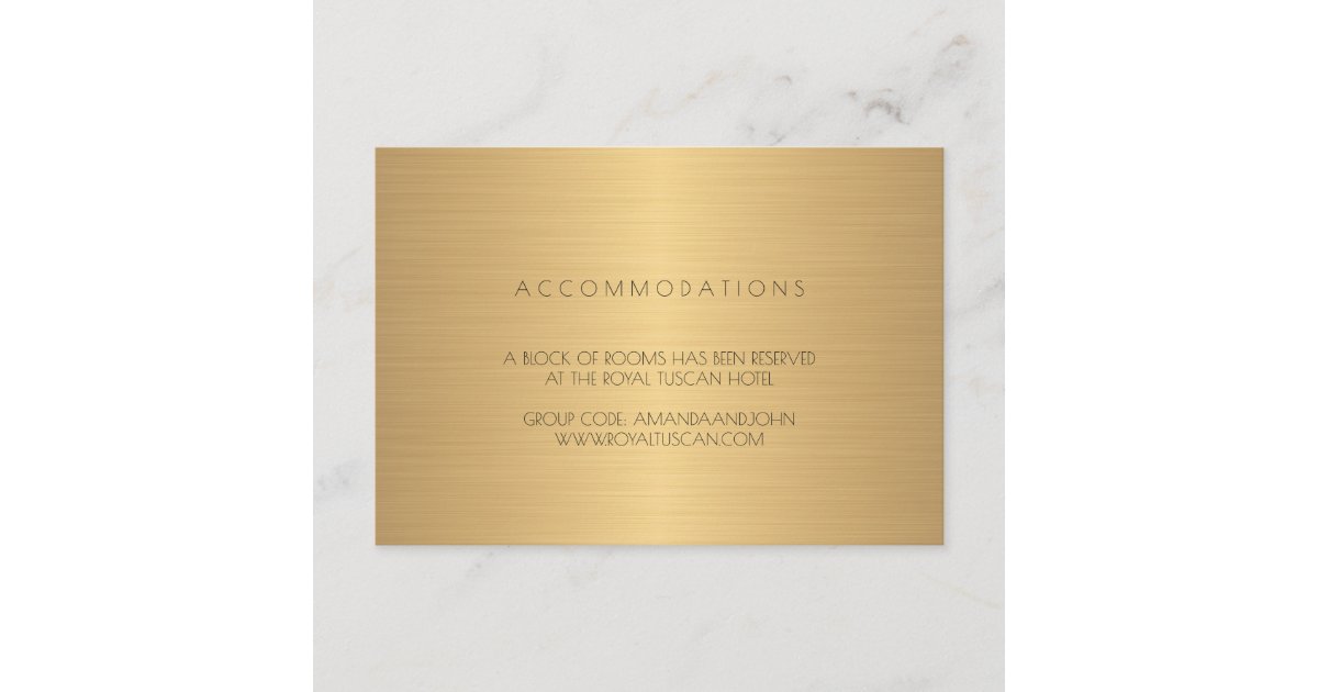 Golden Black Wedding Hotel Accomodation Enclosure Card | Zazzle