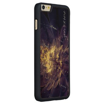Golden Blue Flower Custom iPhone 6 Plus Wood Cases | Zazzle
