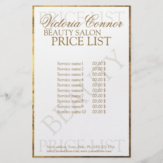 Golden Border Luxury Price List Flyer | Zazzle.com