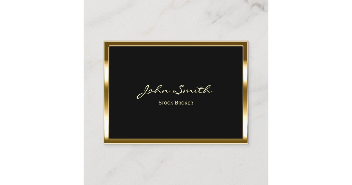 Golden Border Stock Broker Business Card | Zazzle
