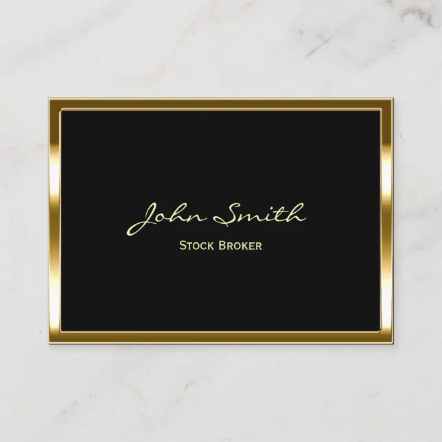 Golden Border Stock Broker Business Card | Zazzle