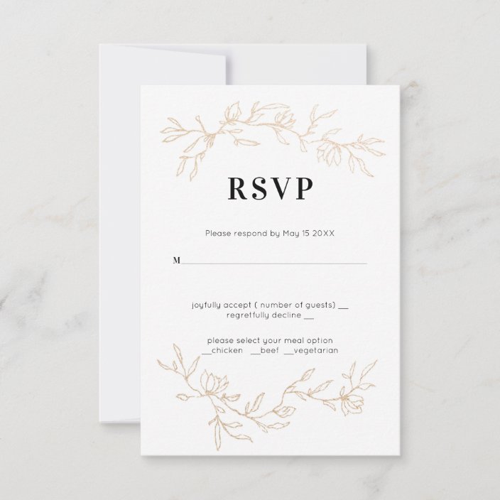 Golden Branches Wedding RSVP Card | Zazzle.com