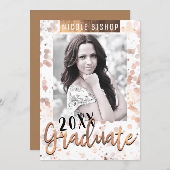 Golden Bronze Graduation Party Graduate Photo Invitation | Zazzle
