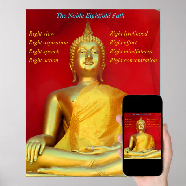 Golden Buddha and Noble Eightfold Path Poster | Zazzle