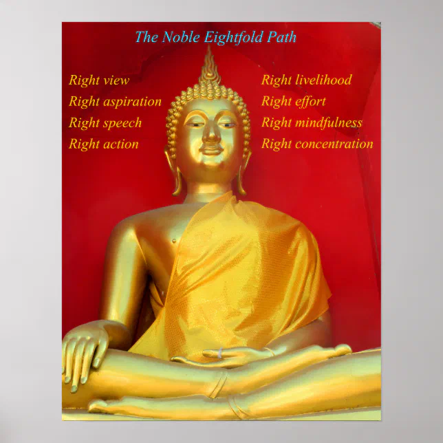 Golden Buddha and Noble Eightfold Path Poster | Zazzle