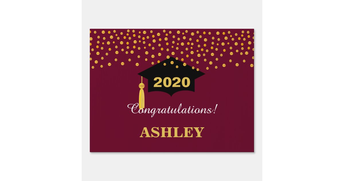 Golden & Burgundy Congratulations Graduation Sign | Zazzle