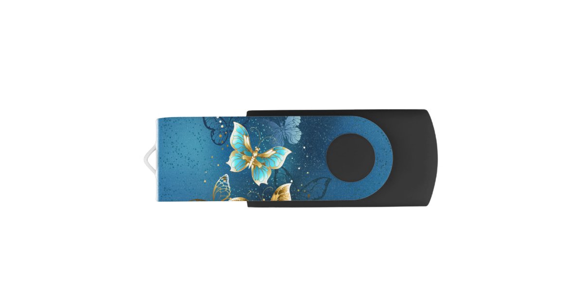 Golden butterflies flash drive | Zazzle