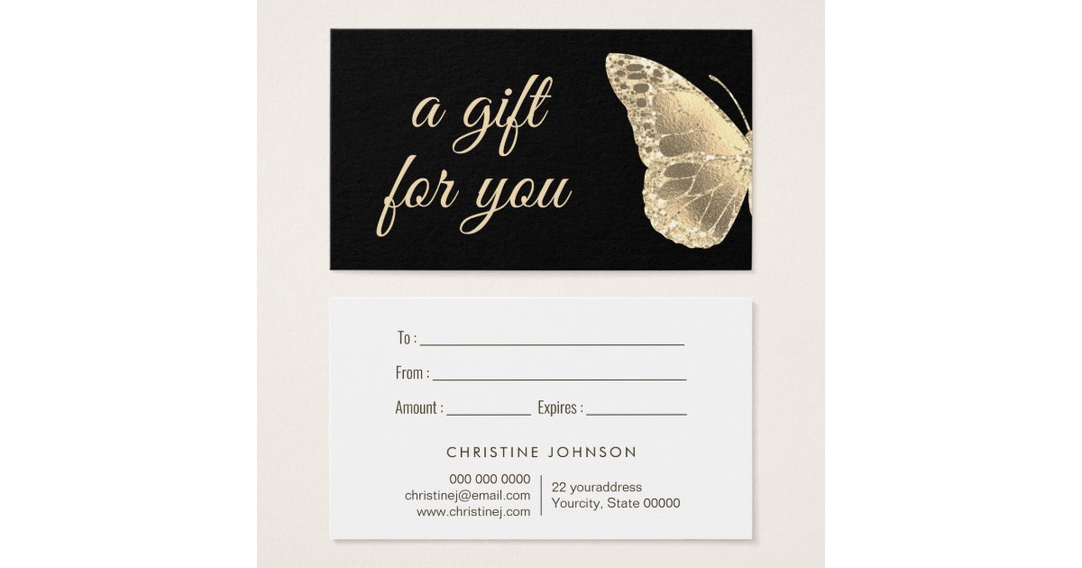 golden butterfly design gift card | Zazzle