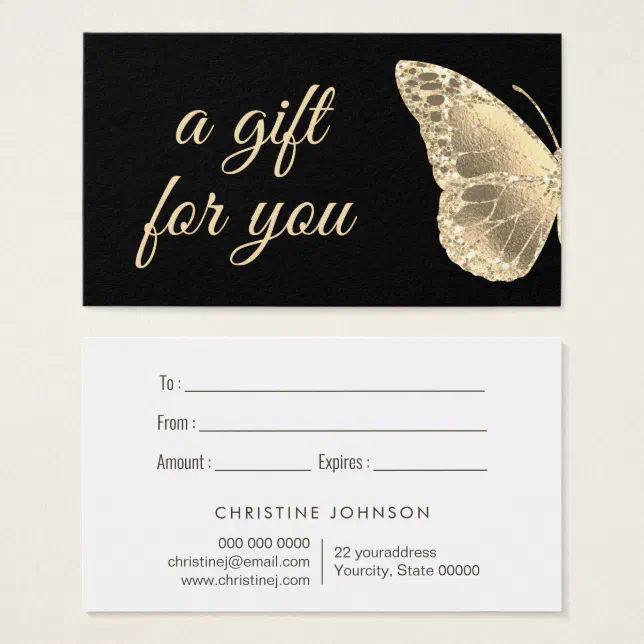 golden butterfly design gift card | Zazzle