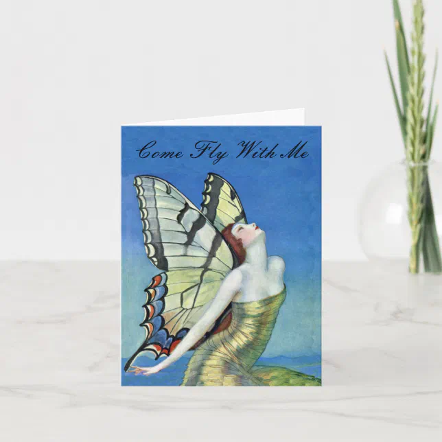 Golden Butterfly Fairy Note Card | Zazzle
