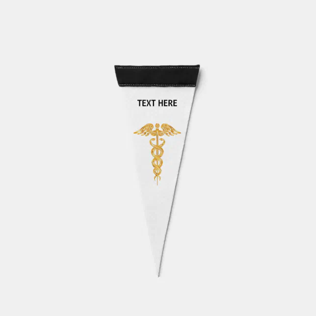 Golden Caduceus on White Vertical Medical Pennant Flag | Zazzle