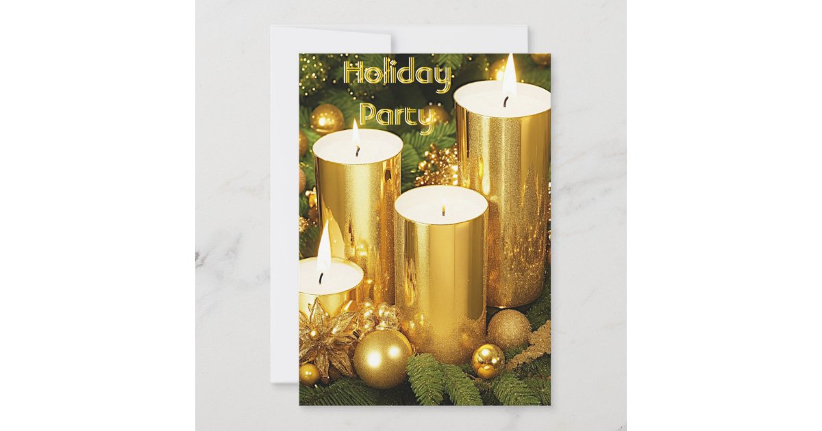 Golden Candles Christmas Holiday Party Invitation | Zazzle