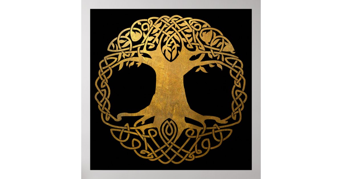 Golden Celtic Tree of Life Poster | Zazzle