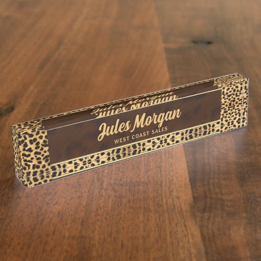 Golden Cheetah Animal Print for Her Name Plate | Zazzle