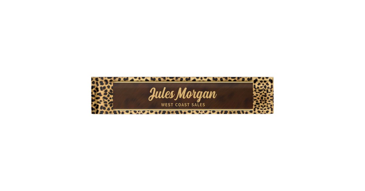 Golden Cheetah Animal Print for Her Name Plate | Zazzle