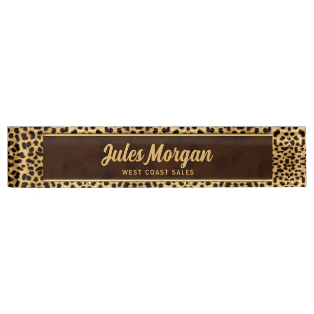 Golden Cheetah Animal Print for Her Name Plate | Zazzle