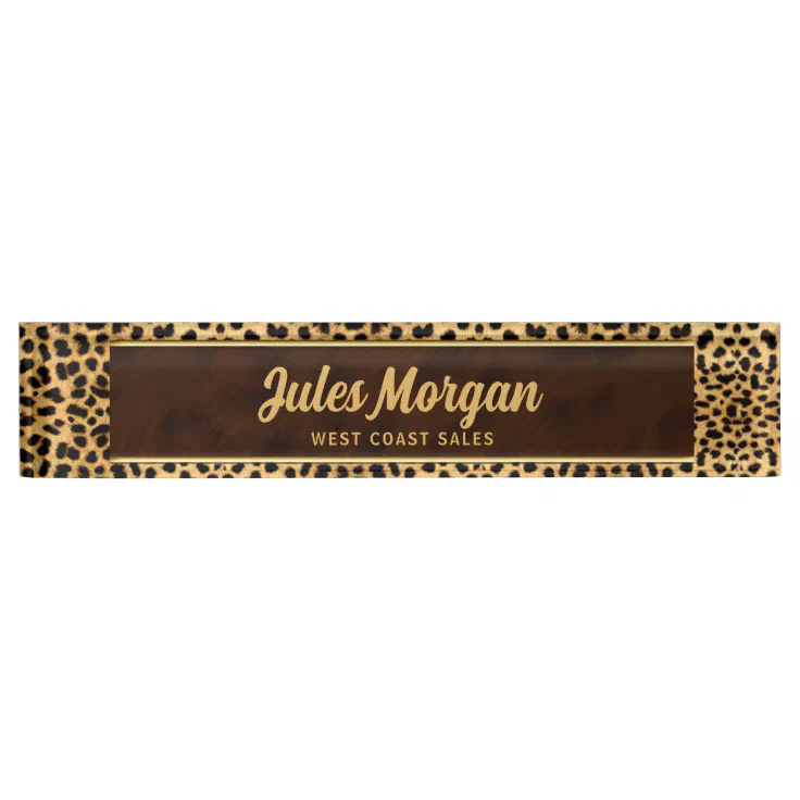 Golden Cheetah Animal Print for Her Name Plate | Zazzle