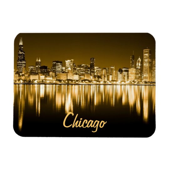 golden Chicago skyline magnet | Zazzle.com