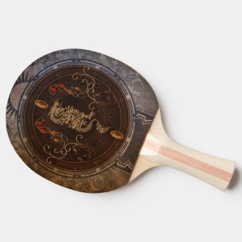 Golden chinese dragon ping pong paddle | Zazzle