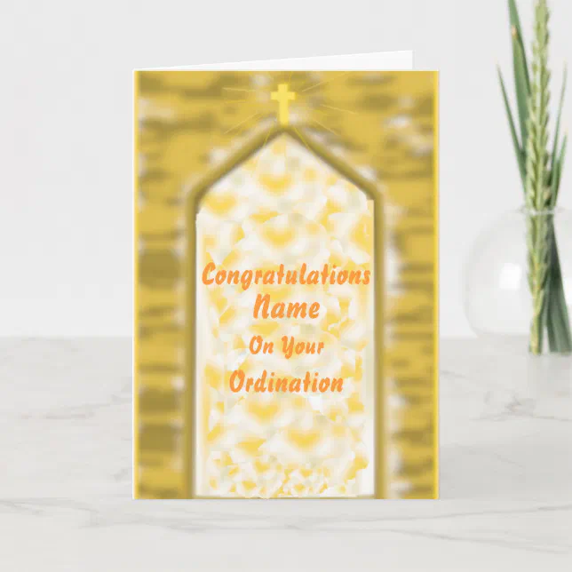 Golden Church Door Ordination Congratulations card | Zazzle
