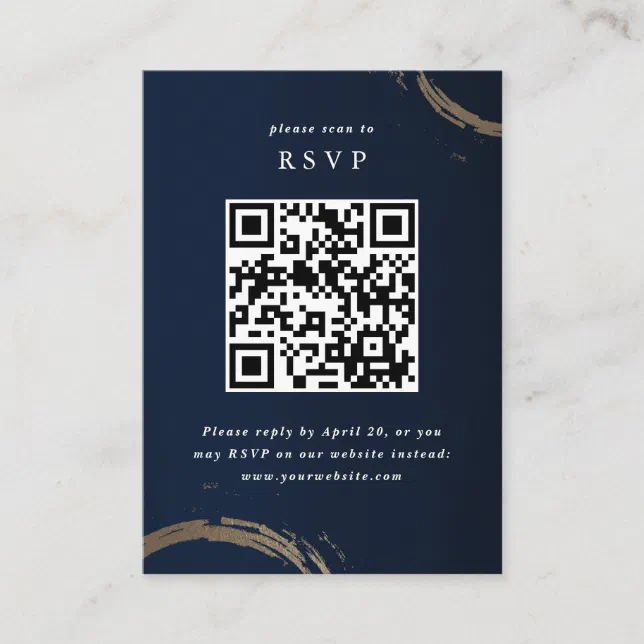 Golden cocktail rings RSVP with QR code Enclosure Card | Zazzle