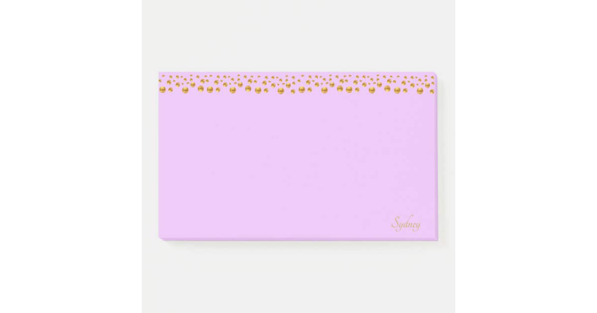 Golden Confetti & Calligraphy on Violet Post-it Notes | Zazzle