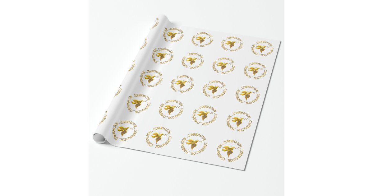 Golden Confirmation and Holy Spirit Wrapping Paper | Zazzle