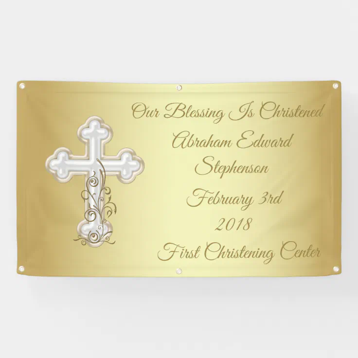Golden Cross Christening Baptism Banner | Zazzle